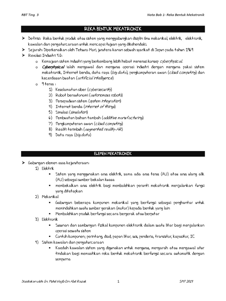 Nota RBT Bab 1 | PDF