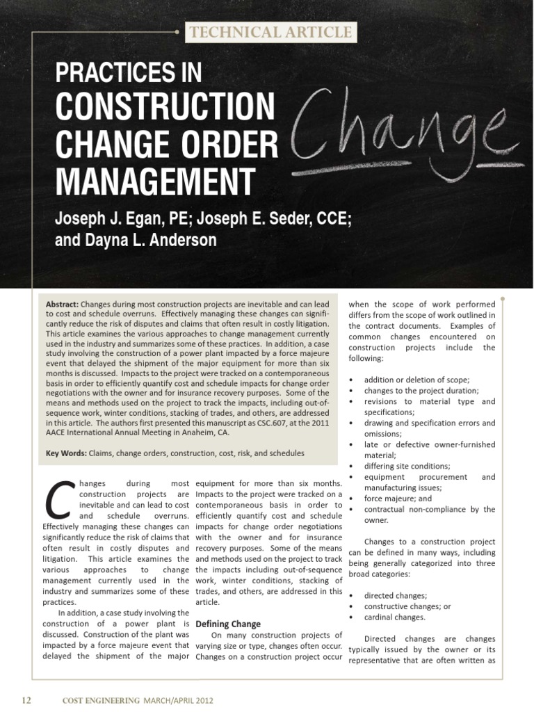Practices in Construction Change Order Management | PDF | Architect ...
