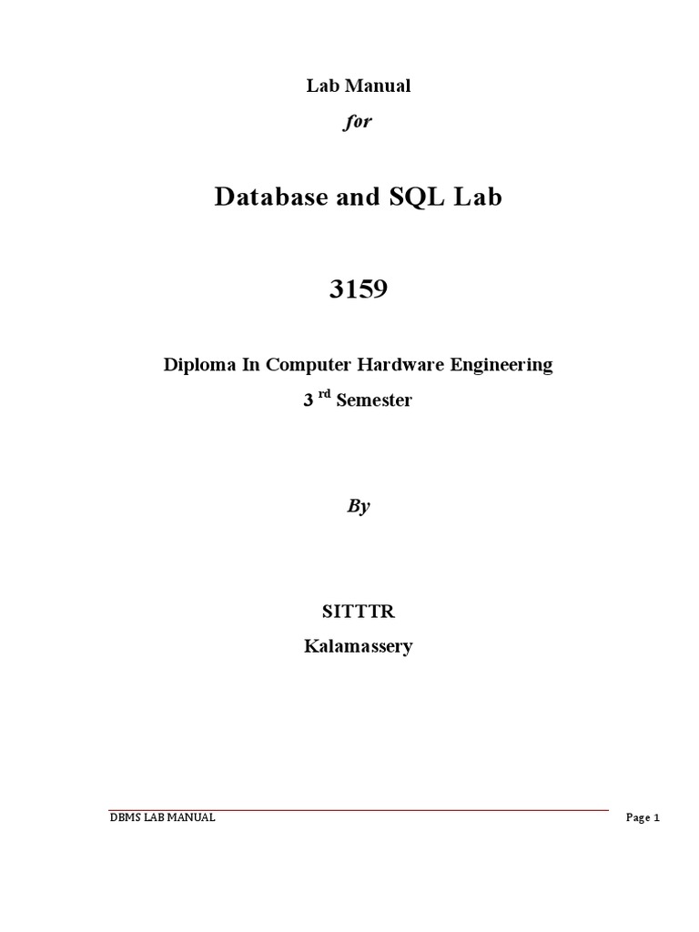 Database and SQL Lab | PDF | Databases | Parameter (Computer Programming)
