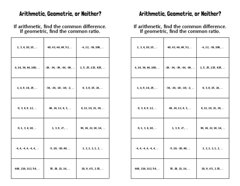 Sorting Arithmetic Geometric Neither | PDF | Arithmetic | Teaching ...