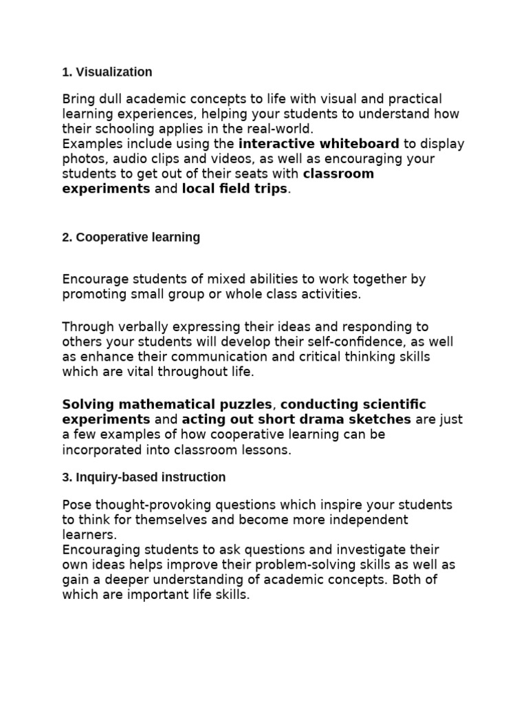 7 Effective Teaching Strategies Word | PDF | Teachers | Learning