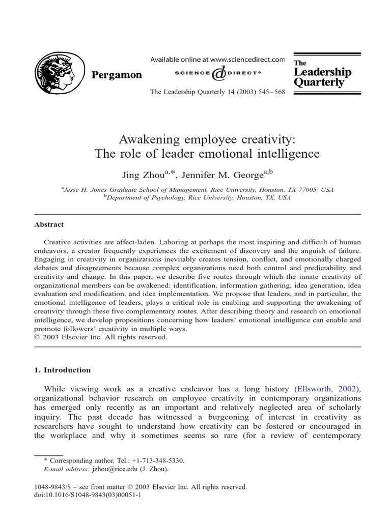 Awakening Employee Creativity: The Role of Leader Emotional ...