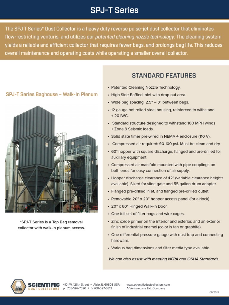 Standard Features: SPJ-T Series Baghouse - Walk-In Plenum | PDF ...
