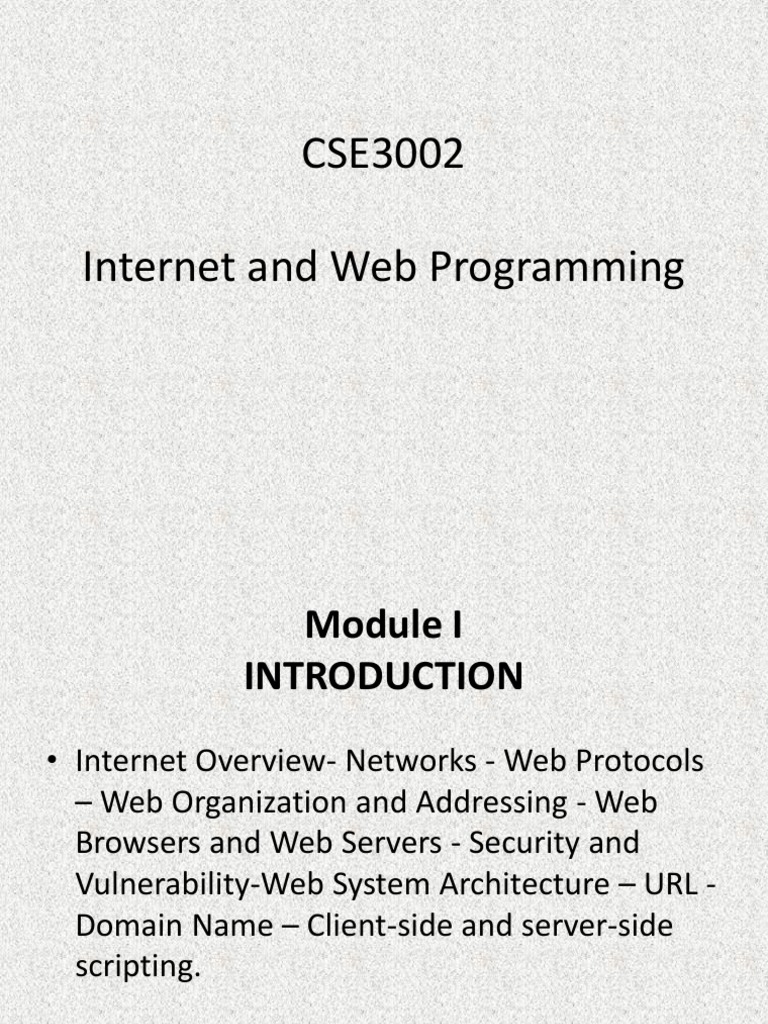 CSE3002 Internet and Web Programming | PDF | World Wide Web | Internet & Web