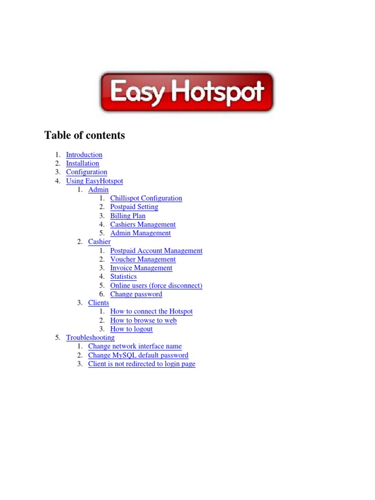 Easy Hotspot Documentation | PDF | Invoice | World Wide Web