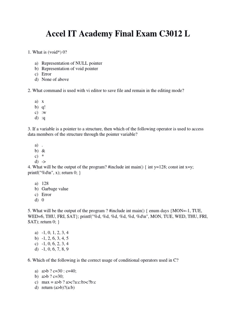 Accel IT Academy Final Exam C3012 L | PDF | Arm Architecture | Computer ...