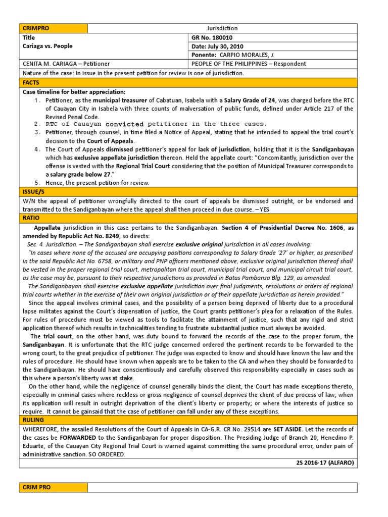 CRIMPRO Compiled Jurisdiction Cases | PDF | Bail | Jurisdiction
