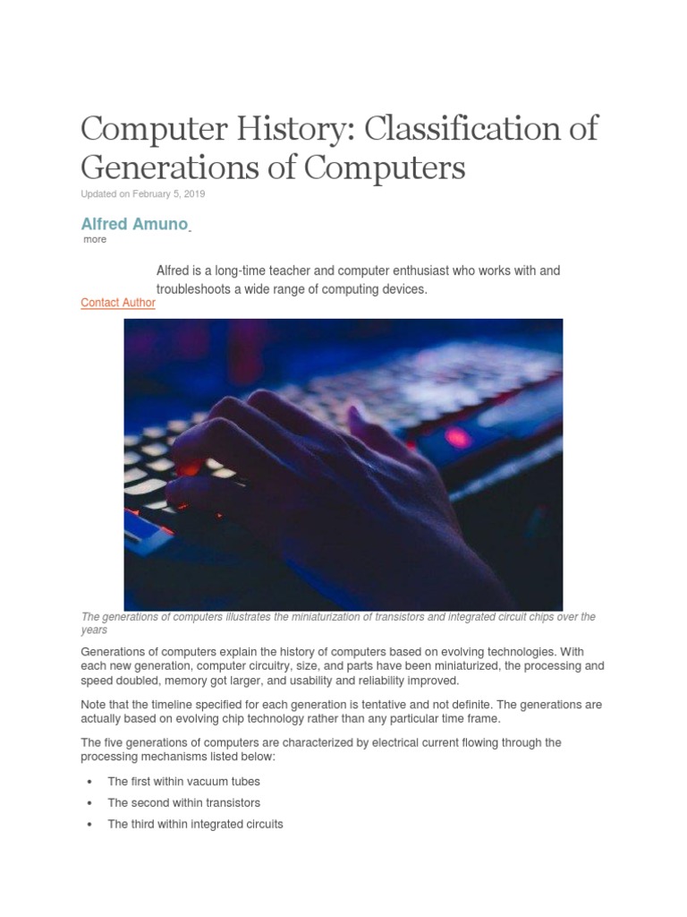 Computer History: Classification of Generations of Computers | PDF ...