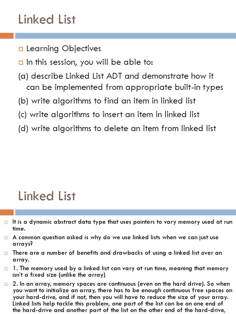 Linked List Ppt Cs A Level Pdf Array Data Structure Pointer Computer Programming
