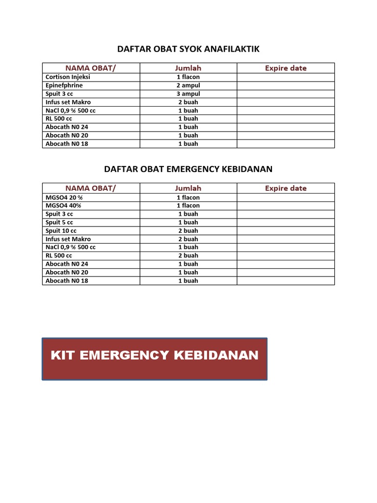 Daftar Obat Syok Anafilaktik | PDF