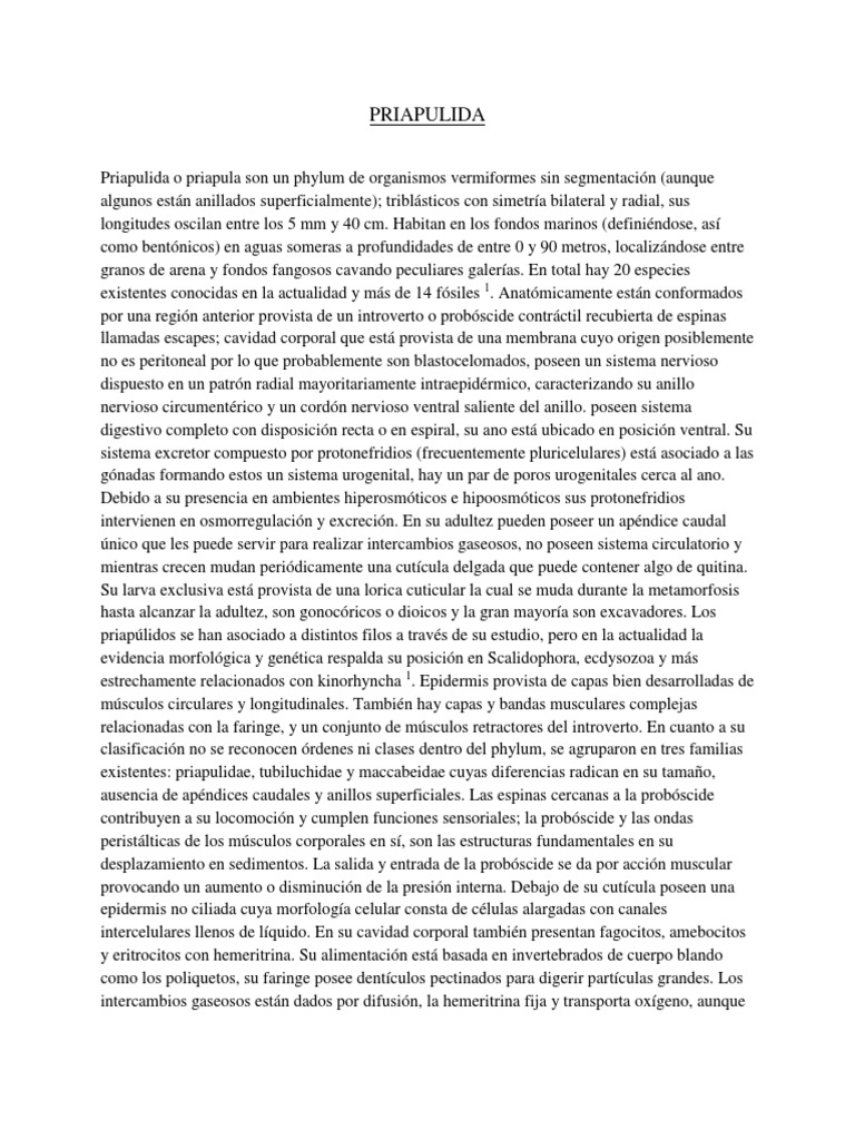 Priapulida | PDF | Organismos | Protostomas