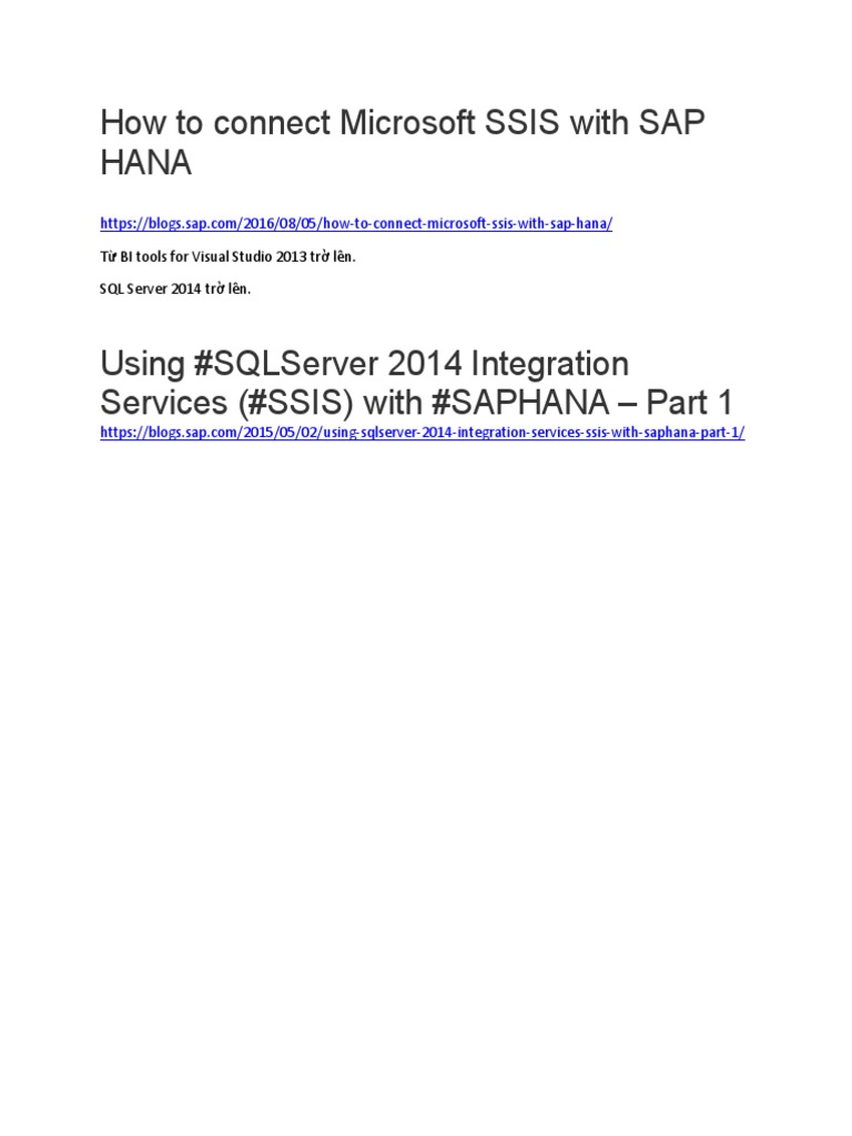 SAP HANA and SSIS | PDF