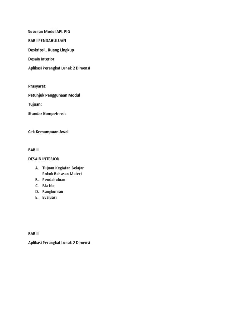 Modul APL PIG: Desain Interior dan Software | PDF