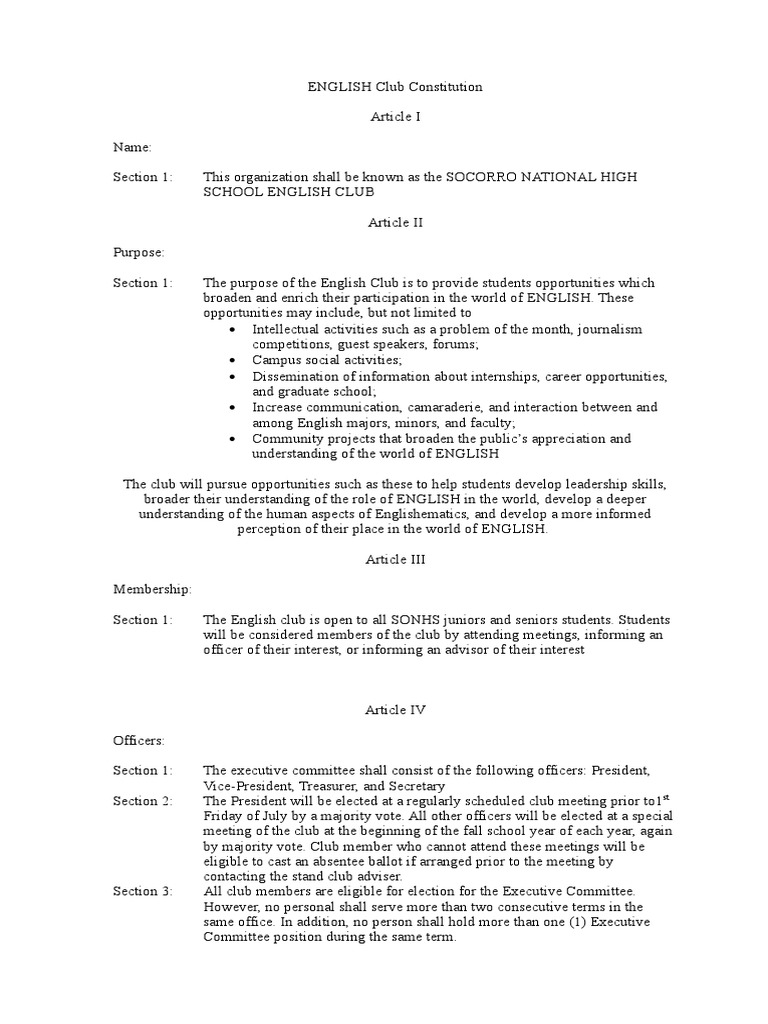 CBL English Club | PDF | Quorum | Elections