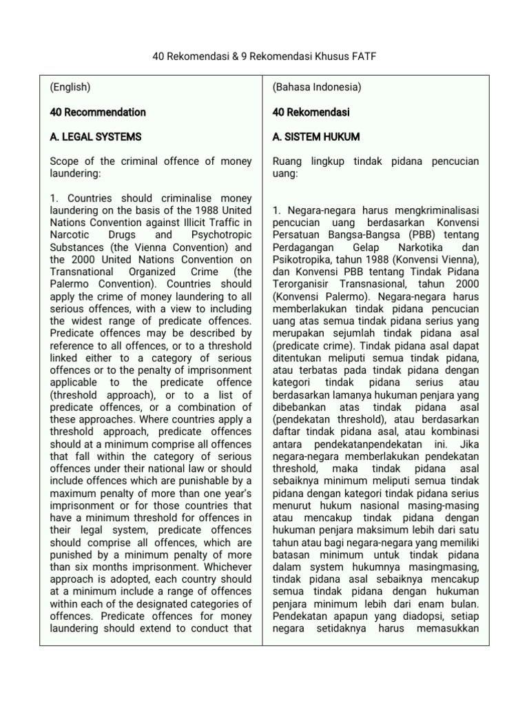 FATF 40 Recommendations on Money Laundering | PDF | Business