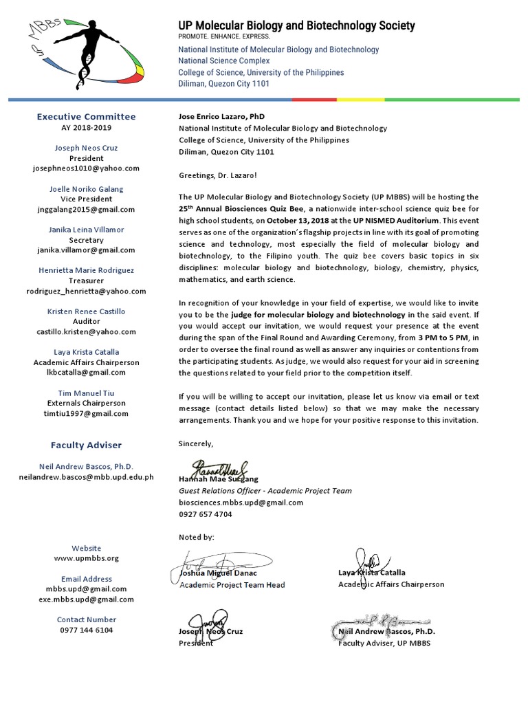 Letter of Invitation For Judges - MBB | PDF | Academia | Science