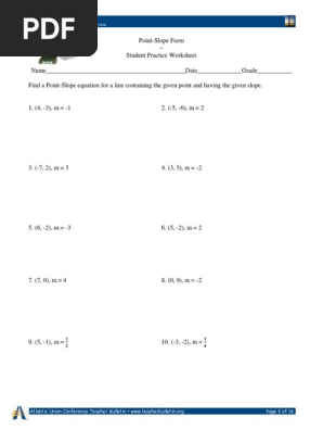 Point Slope Form Worksheet