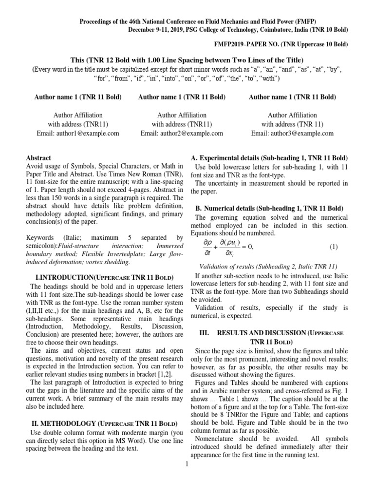 This (TNR 12 Bold With 1.00 Line Spacing Between Two Lines of The Title ...