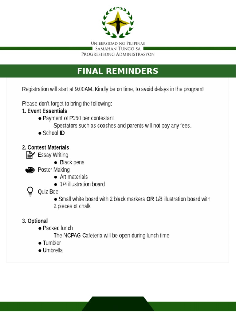 General Reminders | PDF | Government
