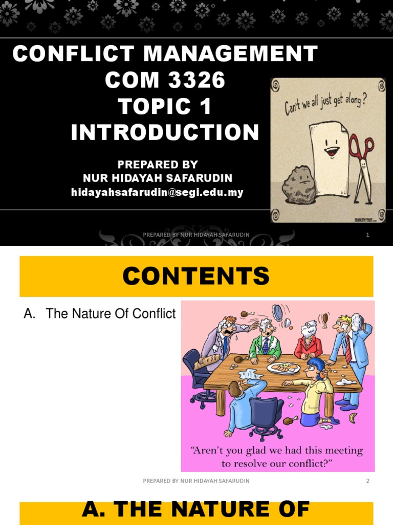 Conflict Management - Topic 1 | PDF | Attitude (Psychology) | Action ...