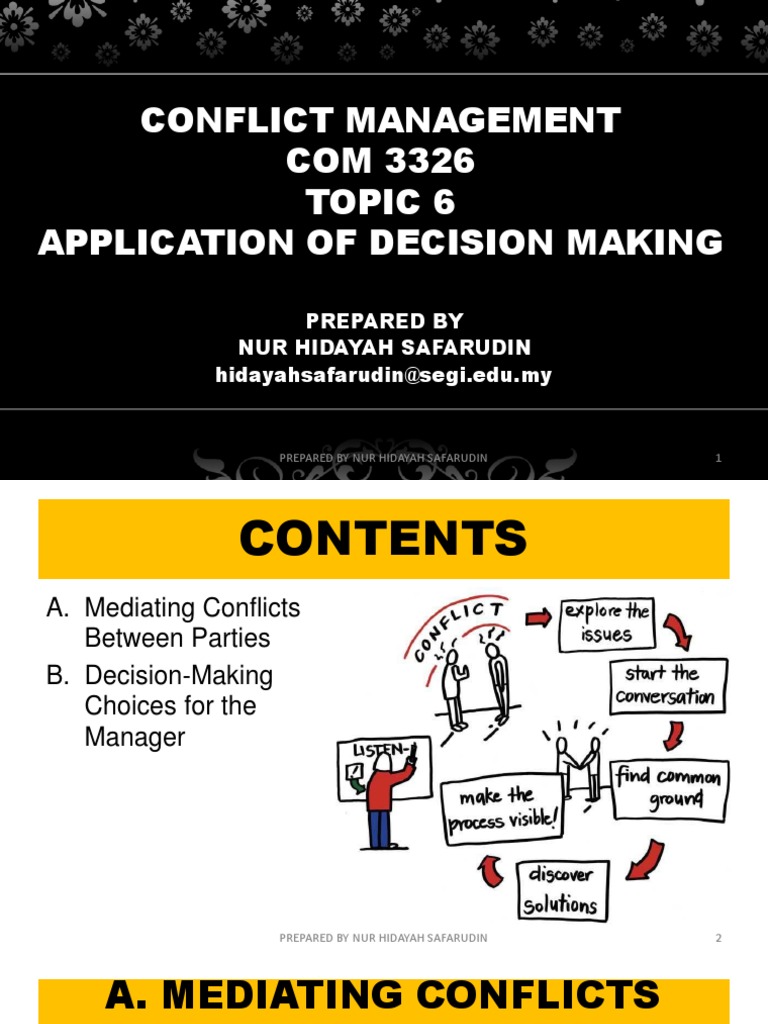 Conflict Management - Topic 6 | PDF | Mediation | Decision Making