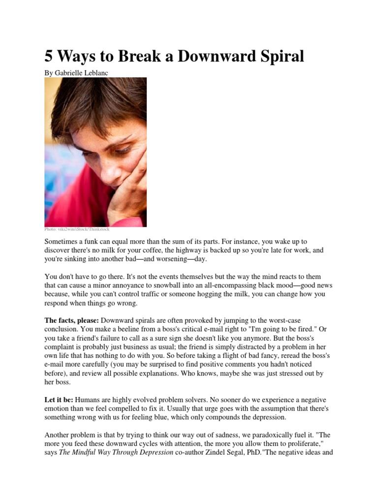 5 Ways To Break A Downward Spiral | PDF | Mood (Psychology) | Mental Health
