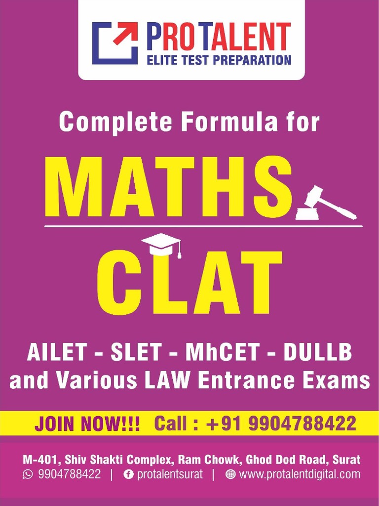 Complete Formula For Maths For CLAT | PDF
