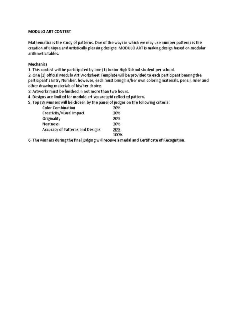 Modulo Art Contest Guidelines | PDF