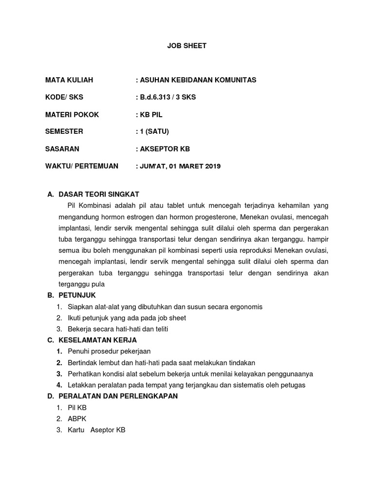 Job Sheet KB Pil | PDF