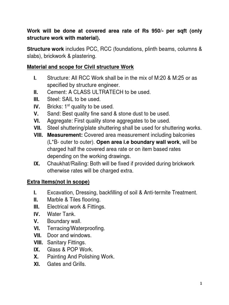 Quotation For Structure Work | PDF | Construction Aggregate | Wall