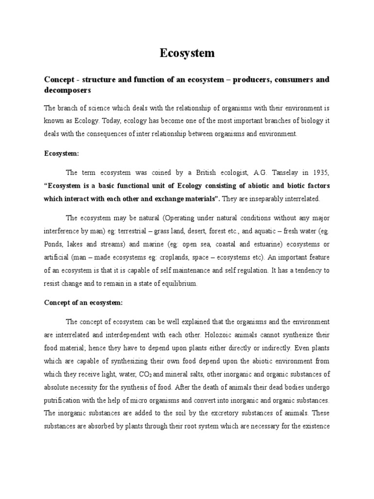 Module 2 - Concept of Ecosystem | Download Free PDF | Ecosystem | Ecology