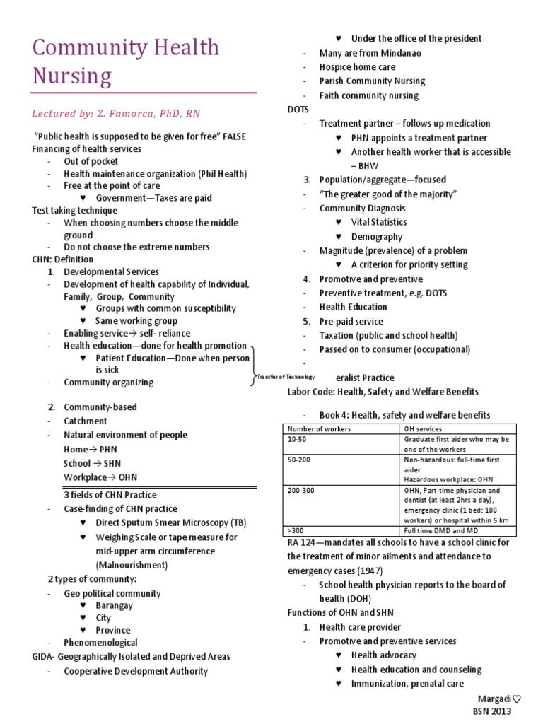 Community Health Nursing: Lectured By: Z. Famorca, PHD, RN | PDF ...