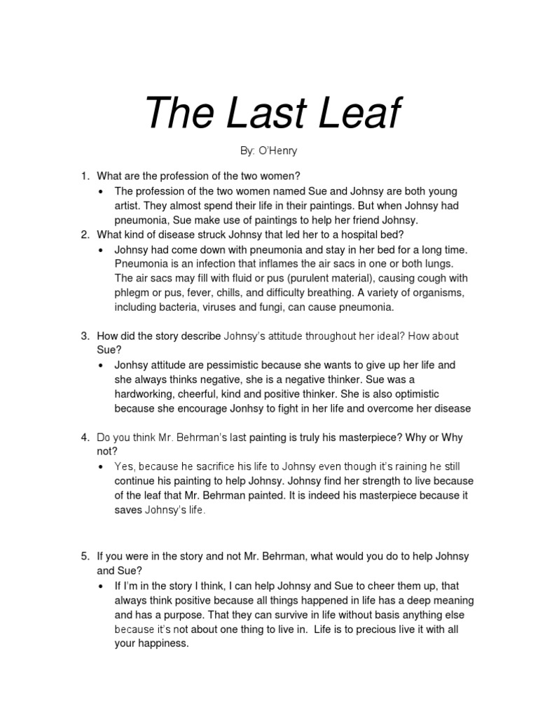 The Last Leaf (English) | PDF | Pneumonia | God
