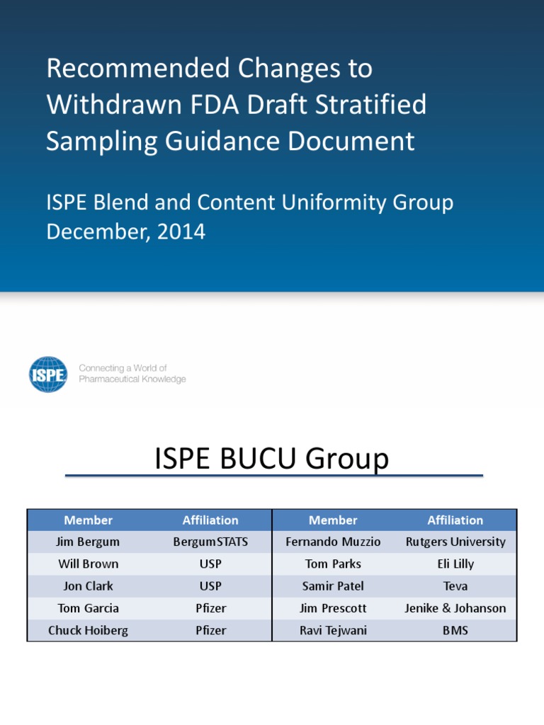 ISPE Blend and content uniformity guidance | Standard Deviation ...