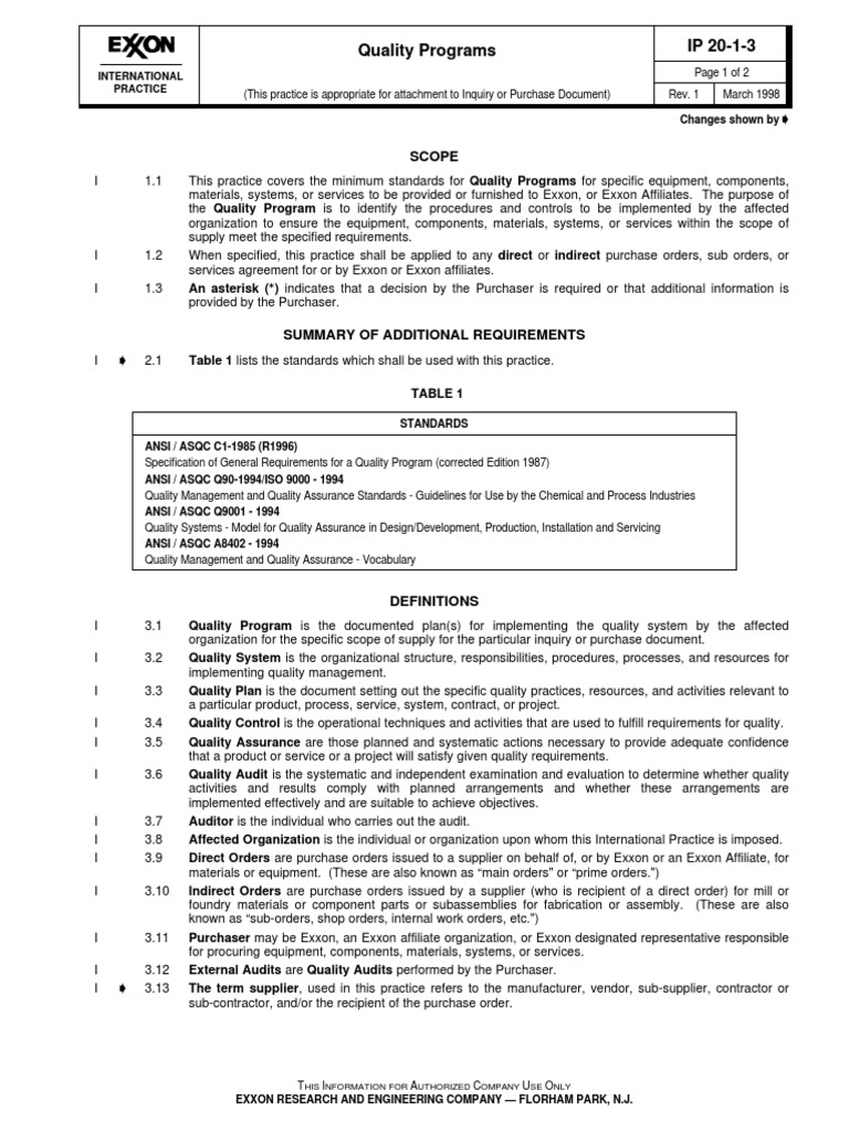 Quality Management Systems for International Procurement: Minimum ...