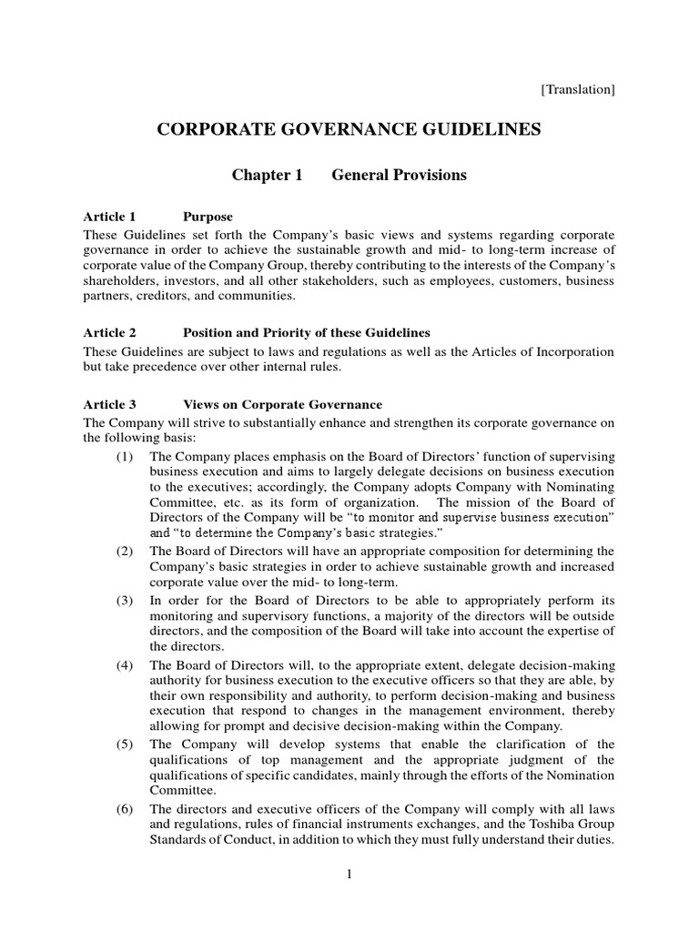 Corporate Governance Guidelines20181226 | PDF | Audit Committee | Audit