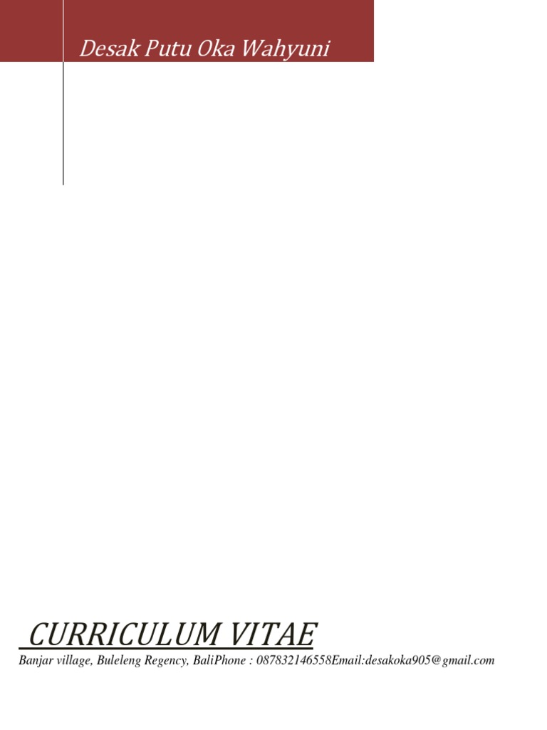 Curriculum Vitae: Desak Putu Oka Wahyuni | PDF | Recruitment