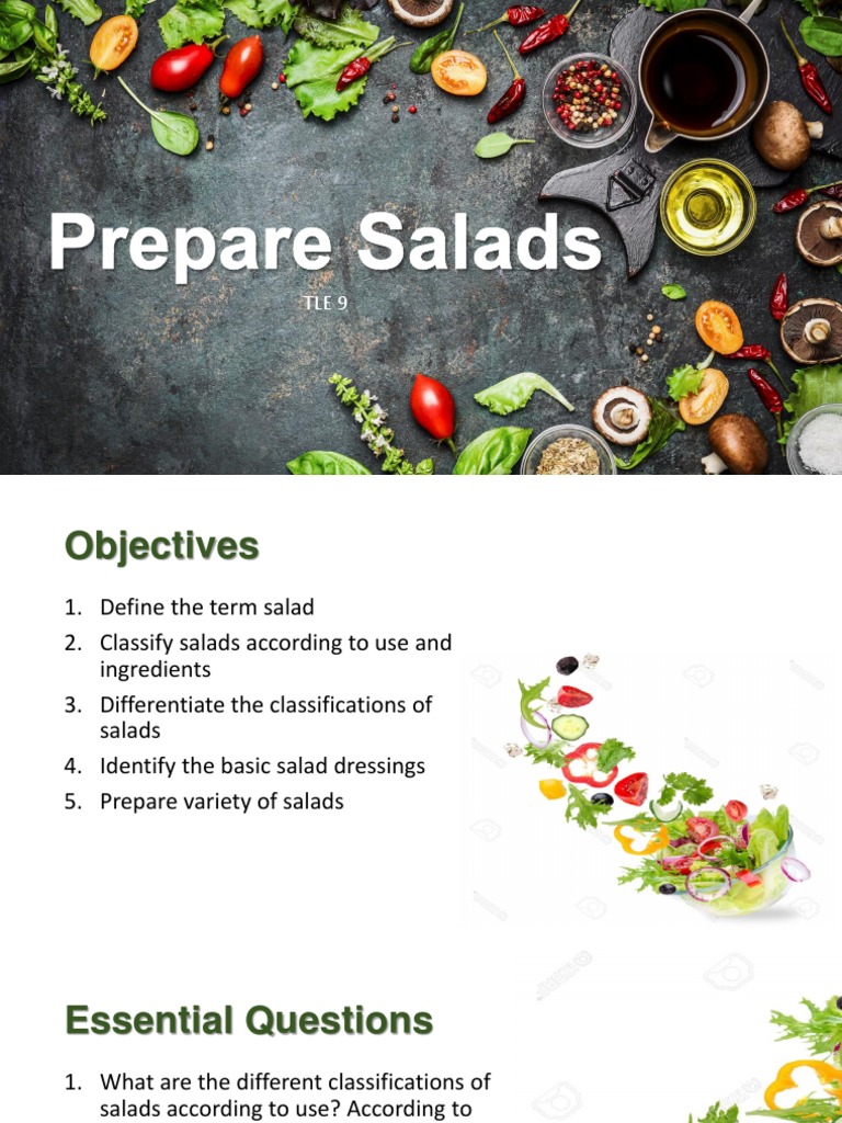 Classifications of Salads Explained | PDF | Coleslaw | Salad