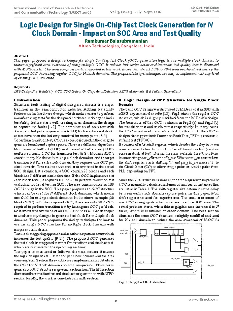 Logic Design For Single On-Chip Test Clock Generation For N Clock ...