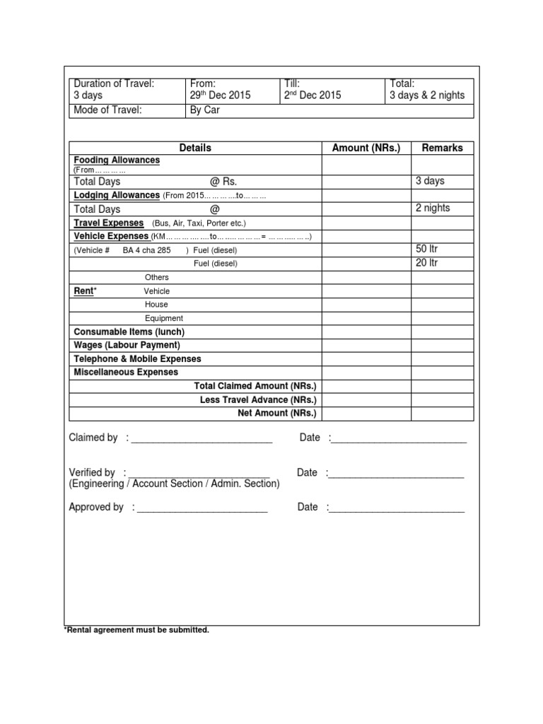 Sample Tada Form | PDF