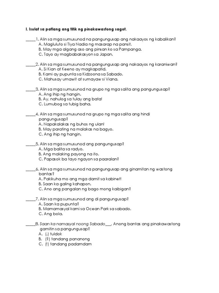 1long Test Filipino | PDF