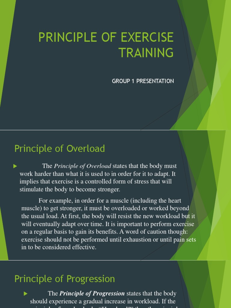 Principle of Exercise Training | PDF | Physical Fitness | Goal