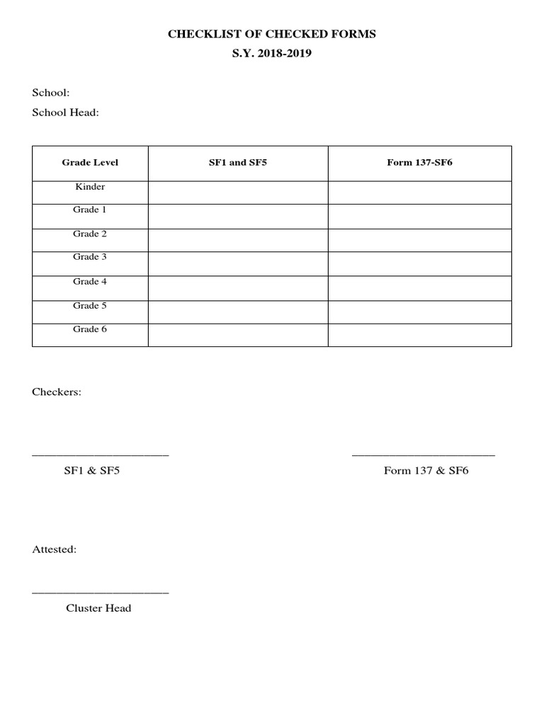 Checklist of Checked Forms | PDF