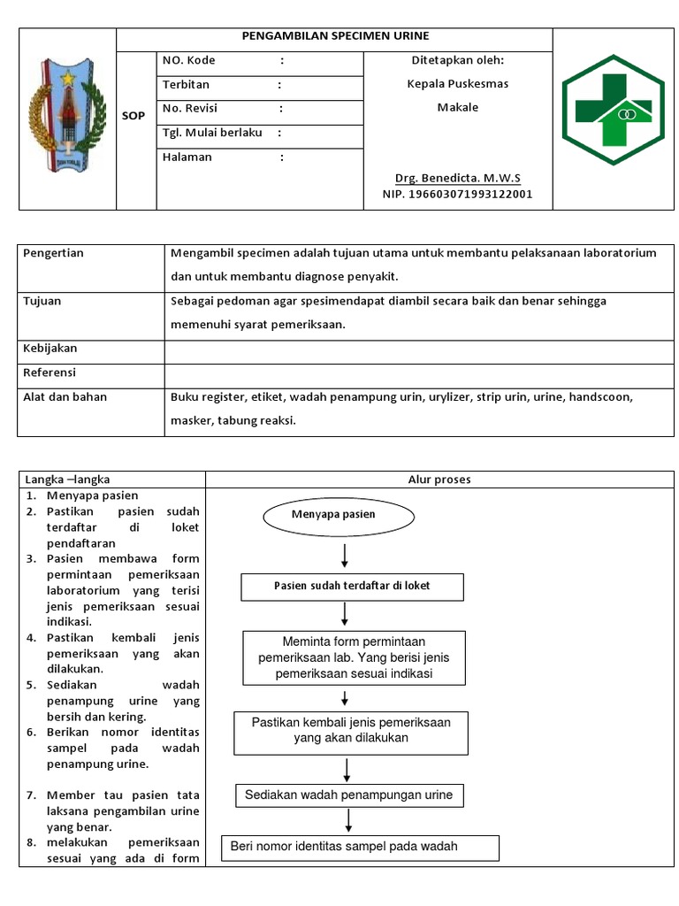 SOP Pengambilan Specimen Urine | PDF