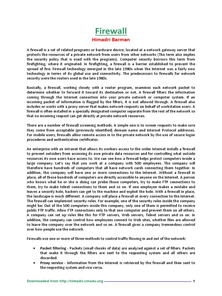 Firewall: Himadri Barman | PDF | Firewall (Computing) | Port (Computer Networking)