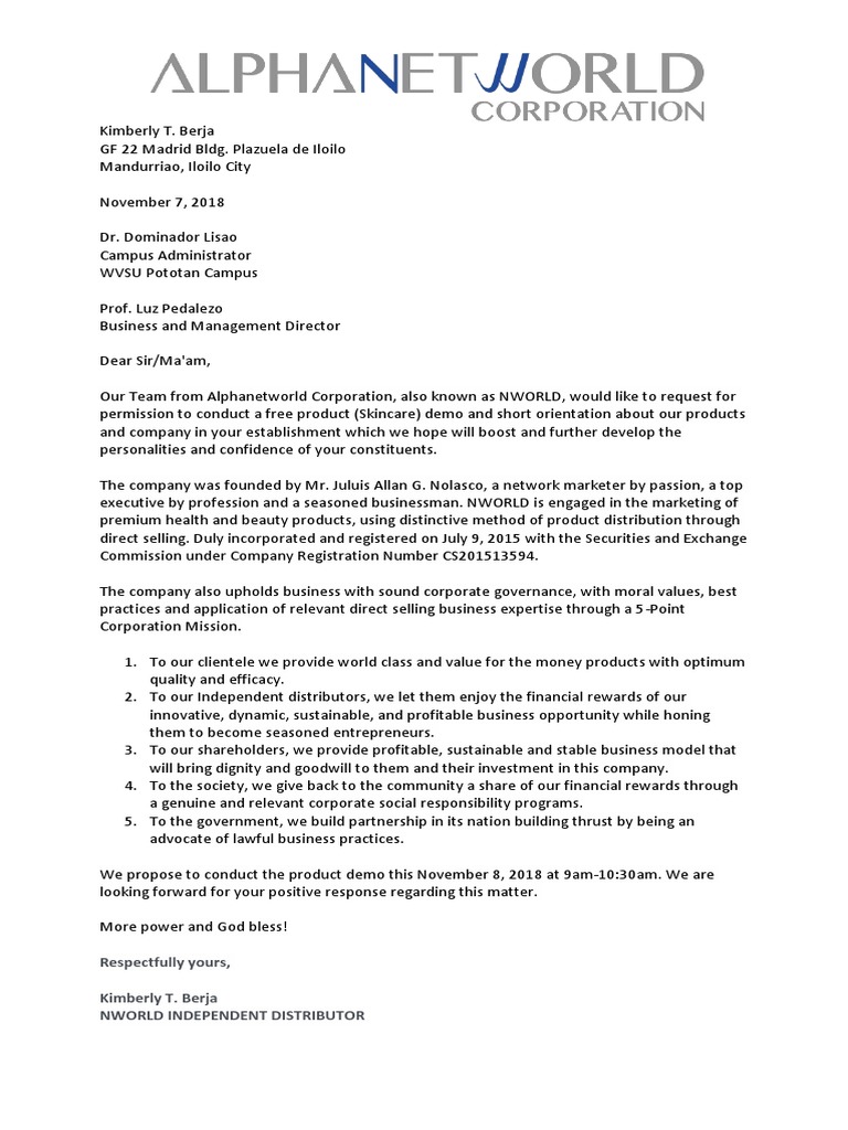 Respectfully Yours, Kimberly T. Berja Nworld Independent Distributor | PDF