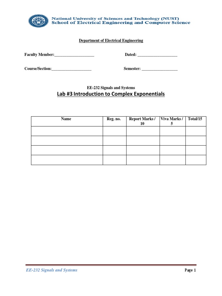 Lab 3 | PDF | Complex Number | Exponential Function