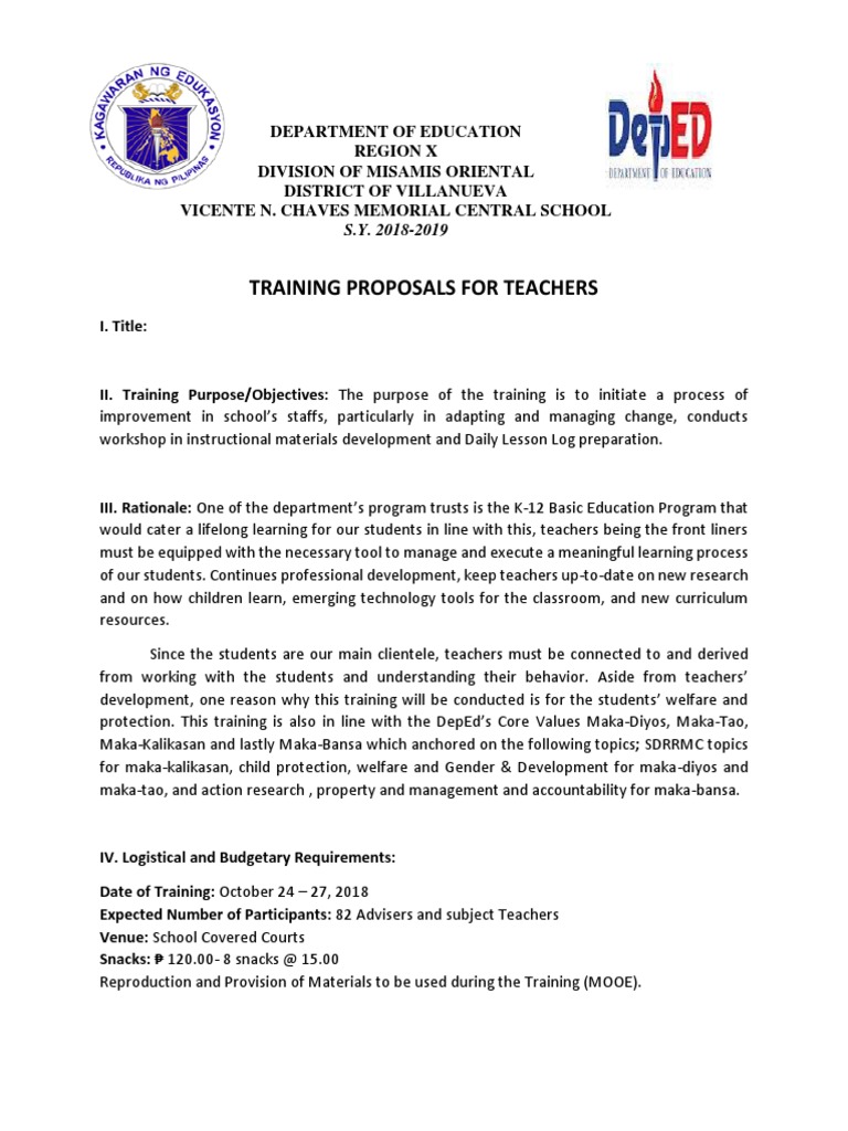 Training Proposals For Teachers | PDF