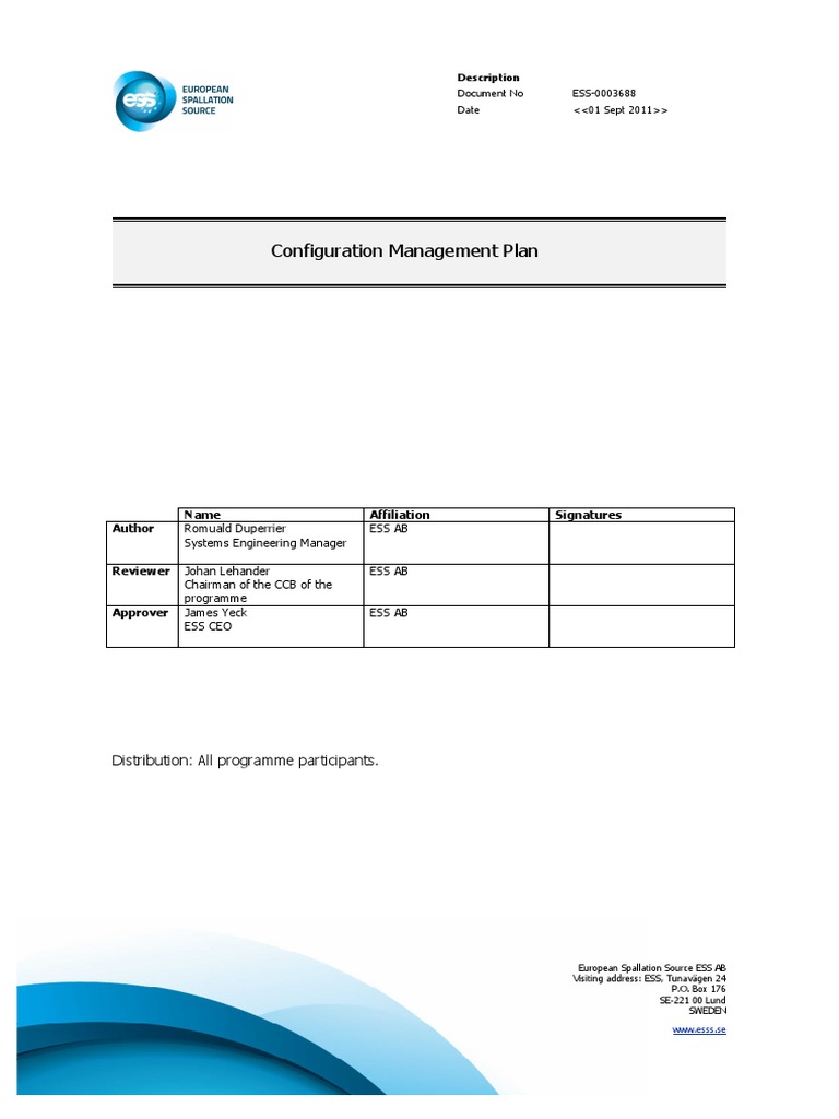 Configuration Management Plan Template | PDF | Specification (Technical ...