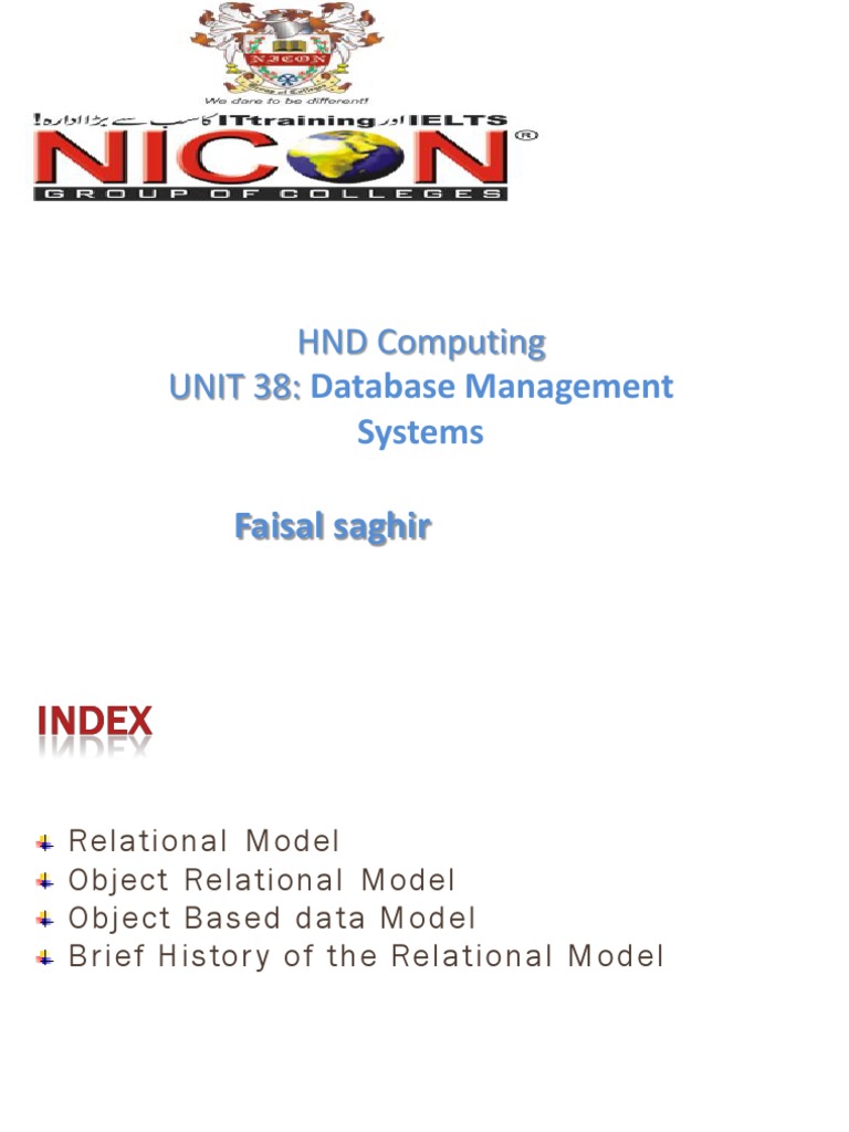 HND Computing UNIT 38: Database Management: Faisal Saghir | PDF | Relational Database ...
